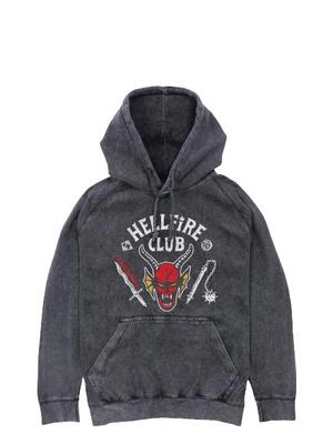 STRANGER THINGS Hellfire Club Graphic Pullover Hoodie - Black