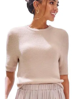 LASCANA Elbow Length Sleeve Sweater - Sand