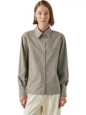 EXQUISE Exquise Jamie Plaid Shirt Brown