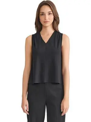 Misook V-neck Pima Cotton Tank - Black