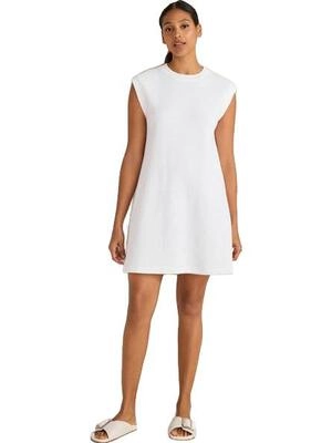 HAVEN WELL WITHIN Organic Cotton Waffle Knit Mini Dress - White