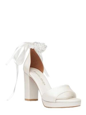 PROLOGUE SHOES Maera Block Heel Bridal Sandal - Ivory