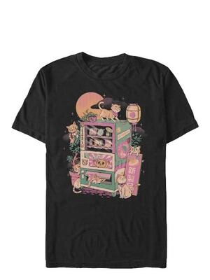 LOST GODS Retro Cat Machine Graphic T-shirt - Black