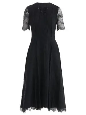 GIZIA Embroidered Lace Detailed Midi Dress - Black