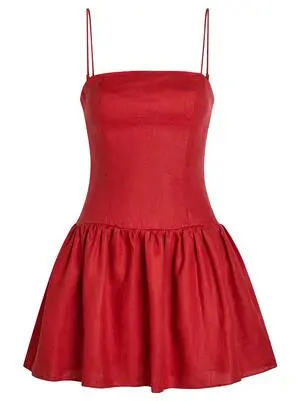 Faithfull The Brand Uma Linen Mini Dress - Red