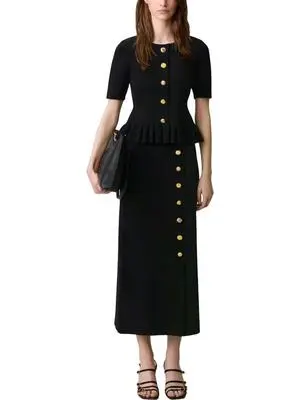 Claudie Pierlot Ruffled Hem Button-front Top - Black