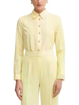 MORGAN Striped Shirt With Sun-shaped Buttons - Yellow
