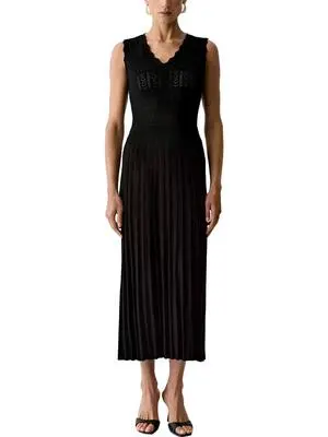 MORGAN Pleated Midi Dress - Black