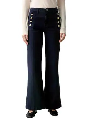 VICOLO Button-detail Flared Jeans - Blue
