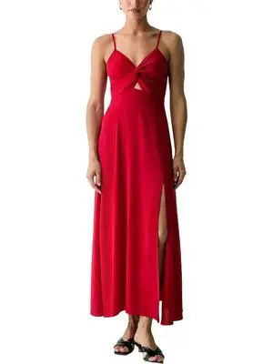 MORGAN Twist Detail Cut-out Midi Dress - Red