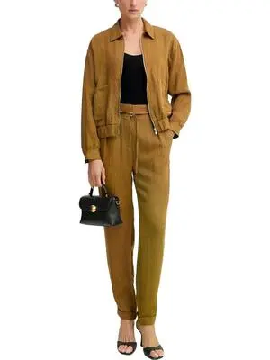 MORGAN Pleated Trousers With Concealed Front Fastening - Brown