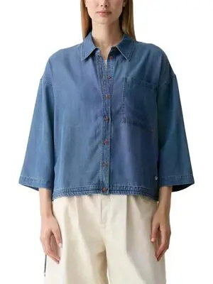 MOS MOSH Tessa Drawstring-hem Denim Shirt - Blue