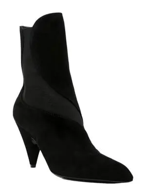 SERGIO ROSSI Mesh-insert Pointed-toe Ankle Boots - Black