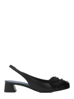 LANVIN Leather Bow Detail Slingback Pumps - Black