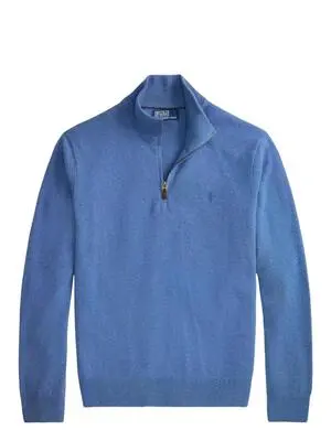 Polo Ralph Lauren Wool Quarter-zip Sweater With Pony Embroidery - Blue