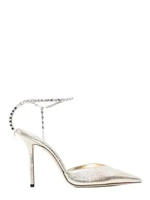 JIMMY CHOO Saeda 100 Metallic Crystal Embellished Pumps - Gold