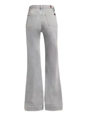 7 For All Mankind Flared Jeans With Textured Denim - Grey