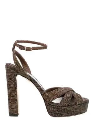 JIMMY CHOO Kove 120 Woven Sandals - Brown