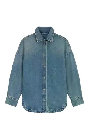 BOSS Oversize Fit Rigid Denim Shirt - Blue