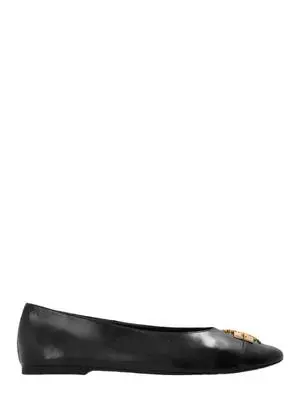 Tory Burch Charlie Logo Plaque Ballet Flats - Black