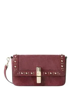 FURLA Furla Crossbody S Bag In Red Suede With Stud Embellishments