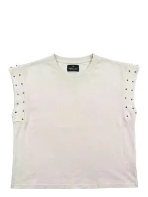 HTC LOS ANGELES Studded Sleeveless T-shirt - Neutrals
