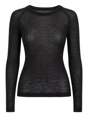 BEYOU Round Neck Raglan Sleeve Sweater - Black
