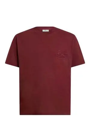 Etro Cotton Jersey T-shirt With Raised Pegaso Logo - Red