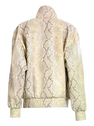 Elie Saab Leather Python-print Bomber Jacket - Neutrals
