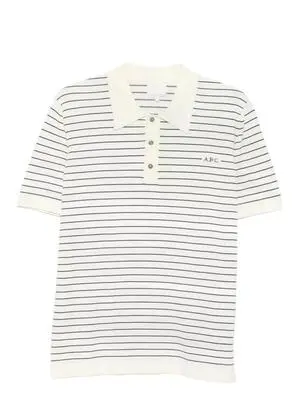 A.p.c. Striped Short-sleeve Polo Shirt - Neutrals