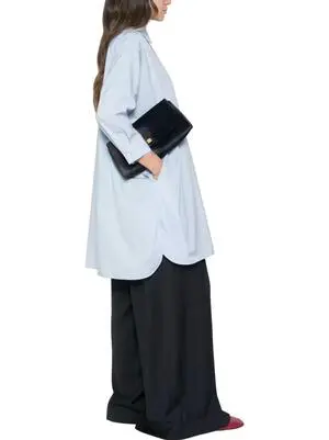 JIL SANDER Oversized Curved Hem Shirt - Blue