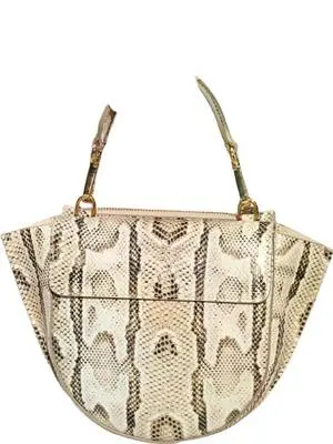 WANDLER Wandler Mini Hortensia Snakeskin-Effect Tote Bag Neutrals