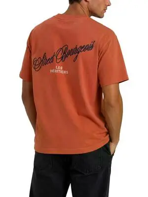 LES HÉRITIERS Logo Print Cotton T-shirt - Orange