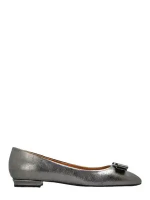 FERRAGAMO Varina Bow Detail Ballet Flats - Grey