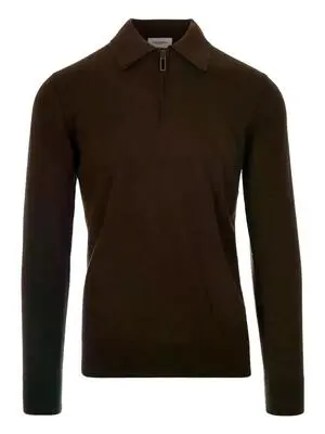 PAOLO PECORA Paolo Pecora Zip-Fastening Long-Sleeve Polo Shirt Brown