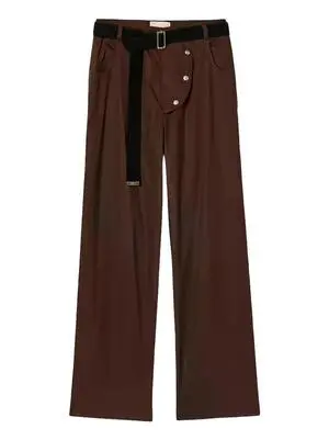 Plan C Light Parachute Belted Trousers - Brown