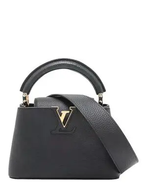 LOUIS VUITTON Taurillon Mini Capucines Satchel - Black