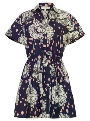 Cara Cara Cara Cara Asbury Floral-Print Tie-Waist Mini Dress Blue