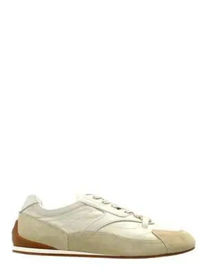 FERRAGAMO Gancini Plaque Leather Sneakers - Neutrals
