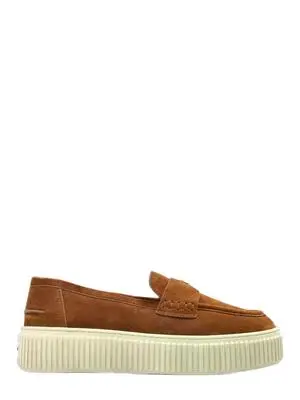 Furla Sky Suede Slip-on Sneakers With Penny Bar Detail - Brown