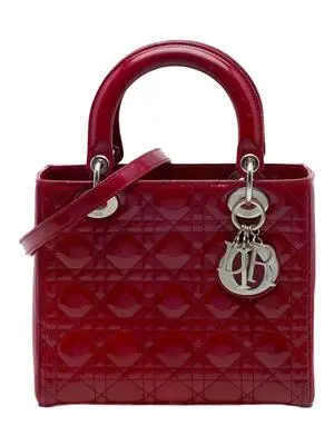 Dior Christian Dior Patent Cannage Lady Dior Satchel Red