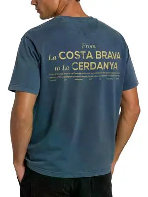 LES HÉRITIERS Slogan Print Cotton T-shirt - Blue