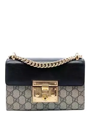 Gucci Small Gg Supreme Padlock Crossbody Bag - Neutrals