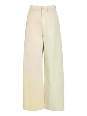 Ossou Wide-leg Jeans With Button And Zip Fly - Neutrals