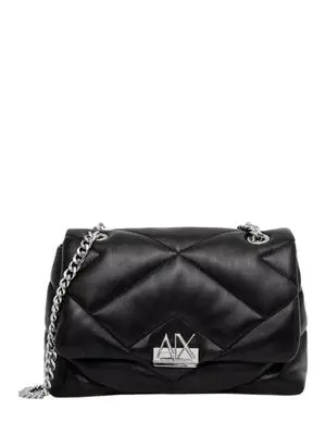 Armani Exchange Quilted Logo-plaque Shoulder Bag - Black