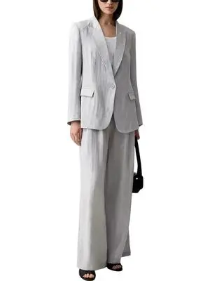 VICOLO Single-breasted Notched Lapel Blazer - Grey