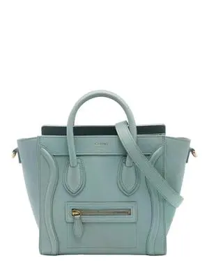 Celine Leather Luggage Tote Satchel - Blue