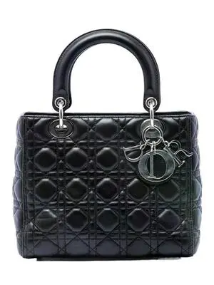 Dior Christian Dior Lambskin Cannage Lady Dior Satchel Black
