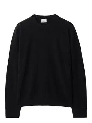 Burberry Round Neck Sweater With Ribbed Cuffs - Black