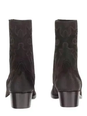 Sartore Decorative Stitching Suede Ankle Boots - Grey